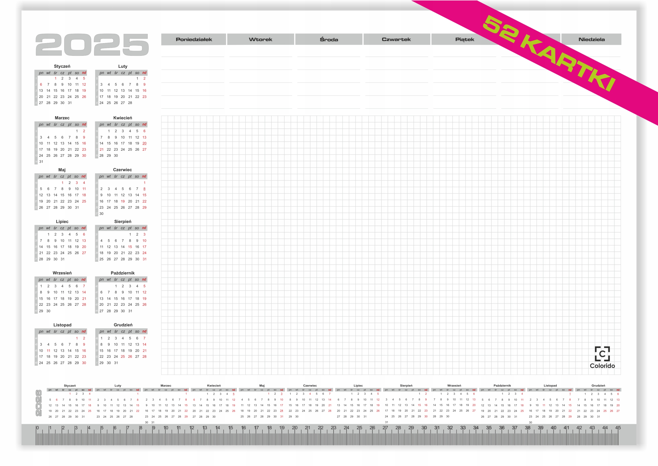 Planer podkładka kalendarz na biurko 2025 / 2026 52 tygodnie duży ...