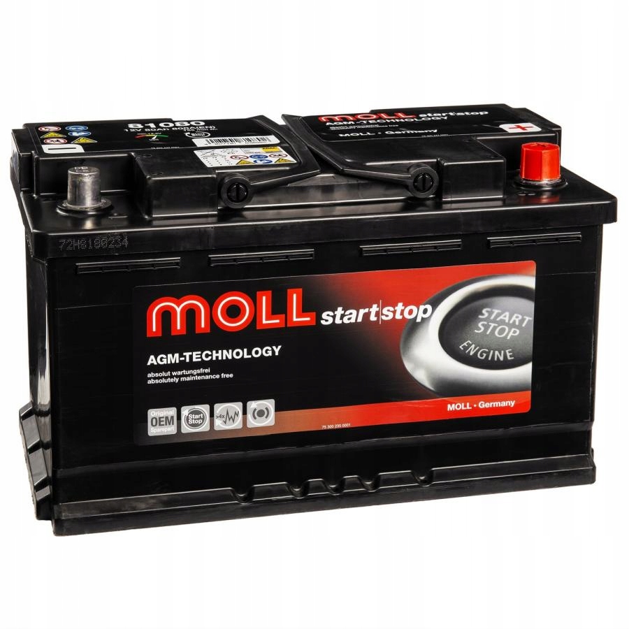 AKUMULATOR MOLL 80AH 800A AGM START-STOP • Cena, Opinie - Allegro