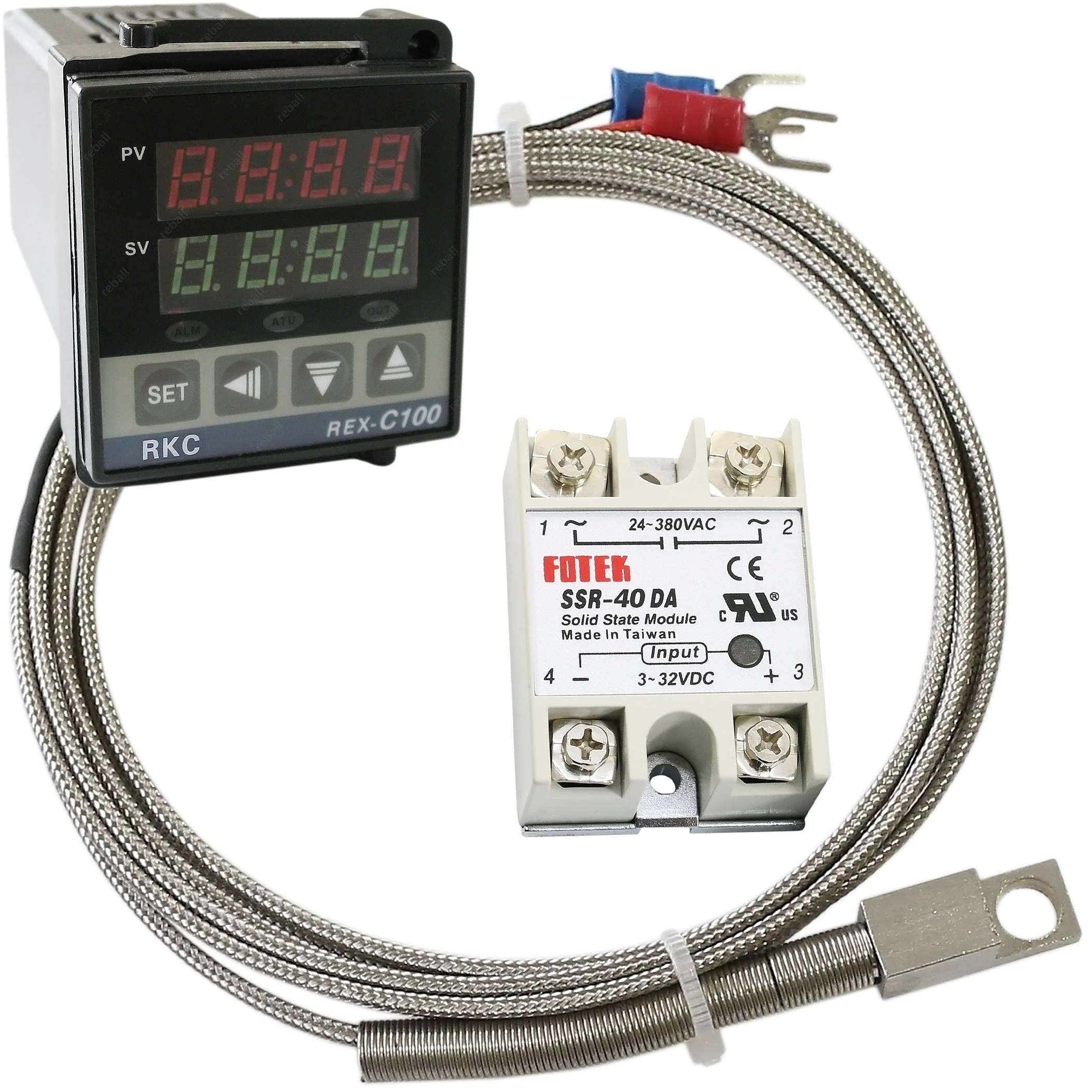 REGULÁTOR TEPLOTY OVLÁDAČ REX C100 + SNÍMAČ TYP K M6 + RELÉ 40A za 35.11EUR - Allegro