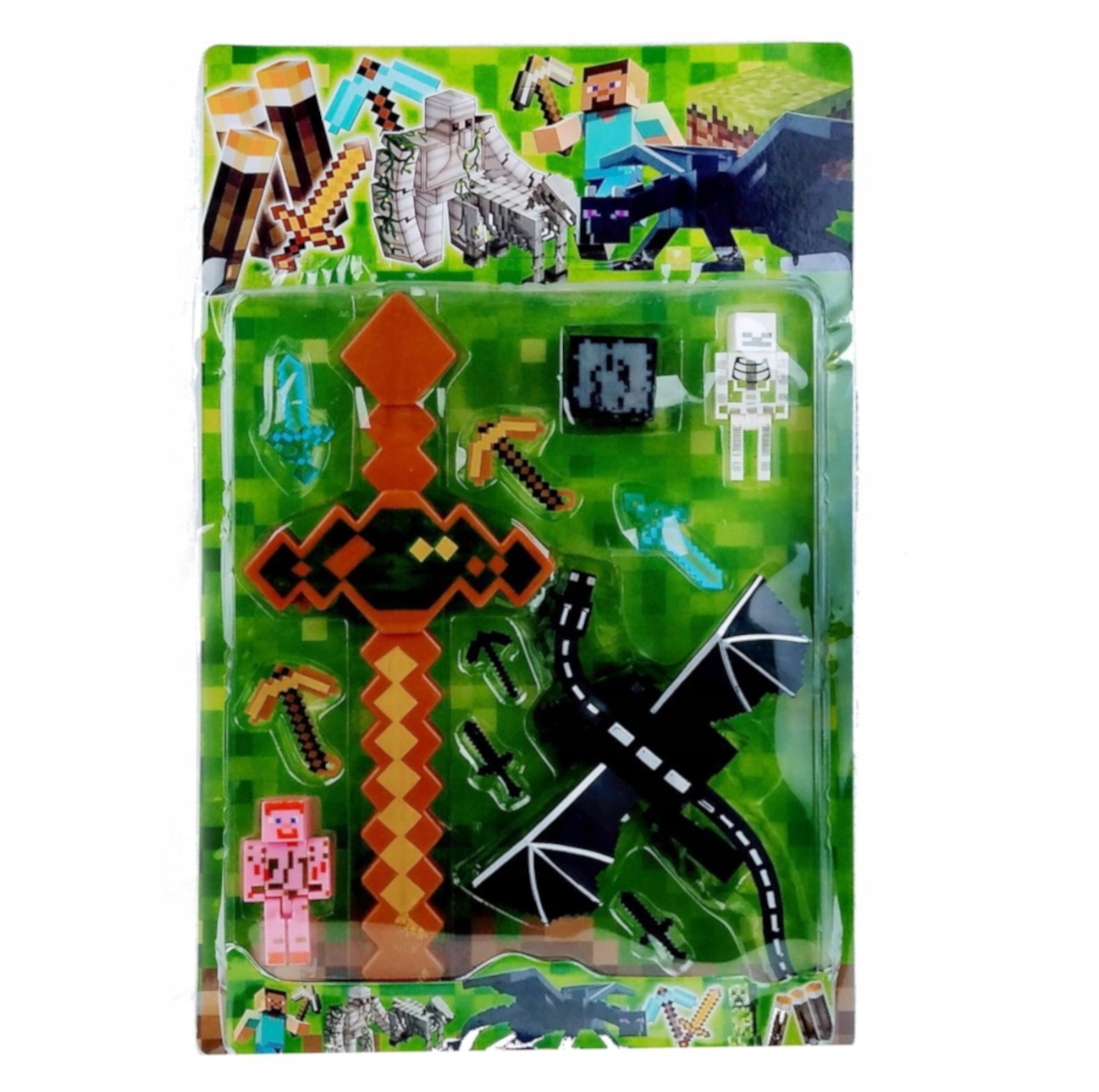 Minecraft Kard és Ender Sárkány figura kollekció kiegészítőkkel 12 db ...