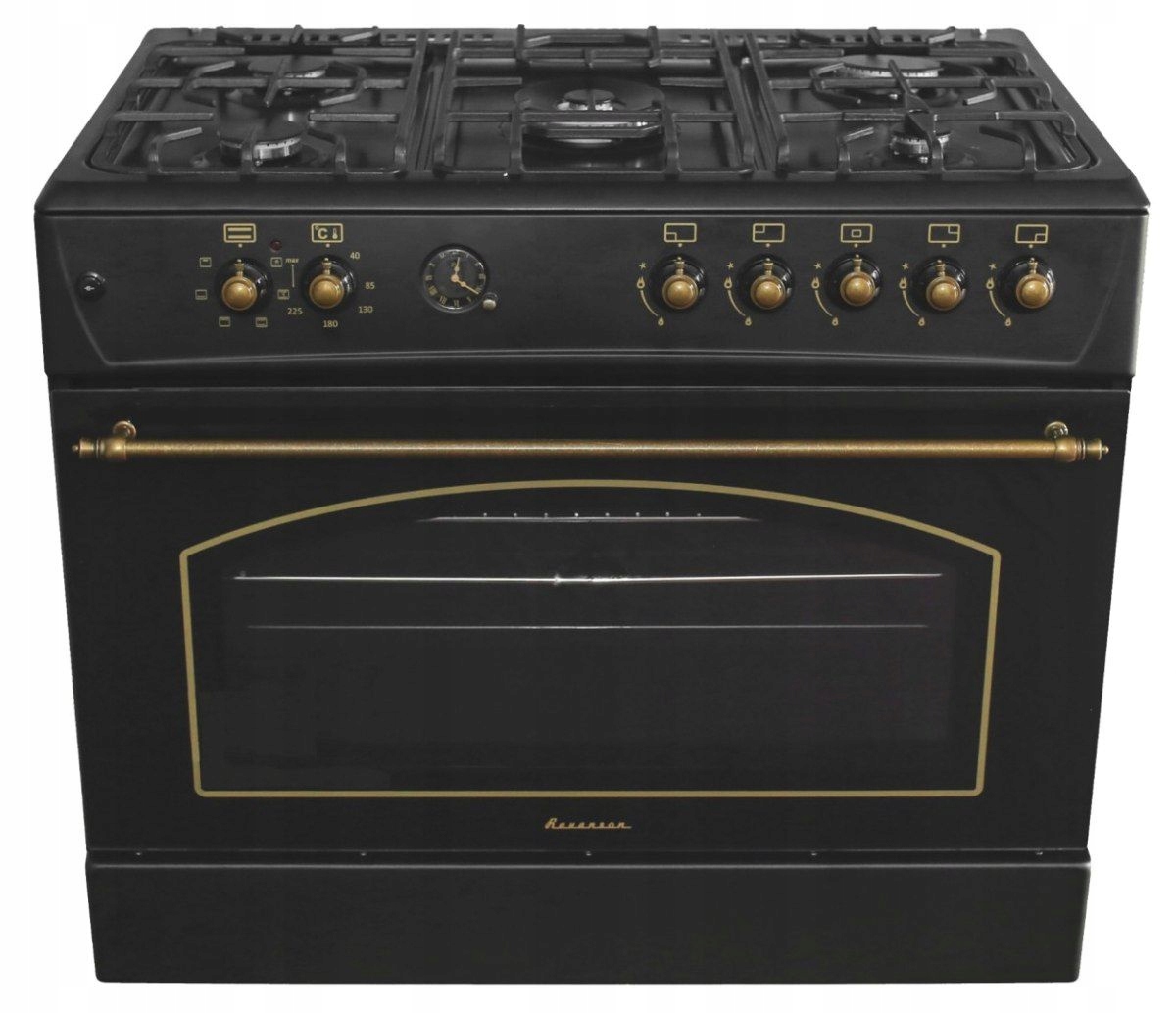 CZARNA KUCHENKA GAZOWA Z PIEKARNIKIEM STYL RETRO (KWGE-90R) • Cena ...