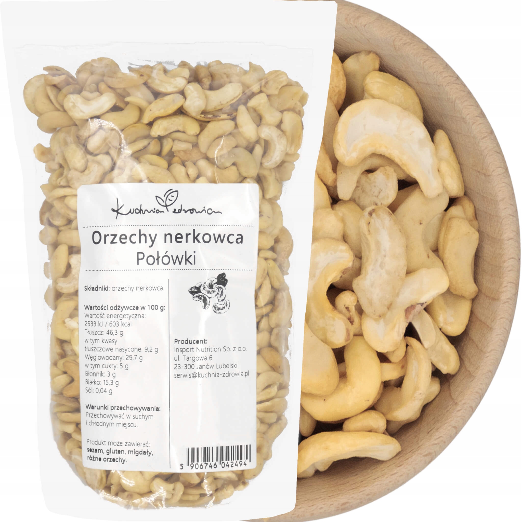 Orzechy nerkowca Kuchnia Zdrowia połówki 500 g (5906746042494) • Cena, Opinie • Orzechy ...