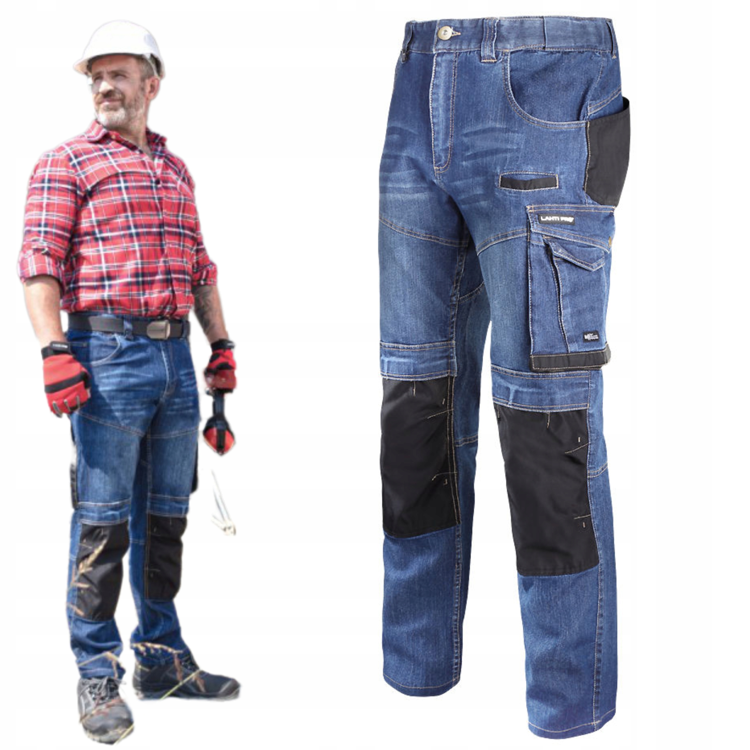 LAHTI PRO SPODNIE ROBOCZE JEANS STRETCH NIEBIESKIE WZMOCNIANIE r. M (5903755128751) • Cena ...