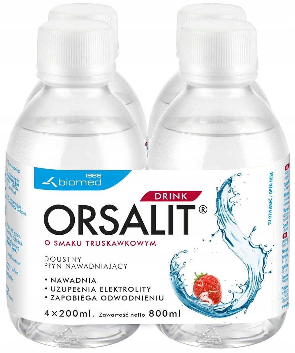 Suplement diety IBSS Biomed Orsalit drink o smaku truskawkowym 4x200 ml ...