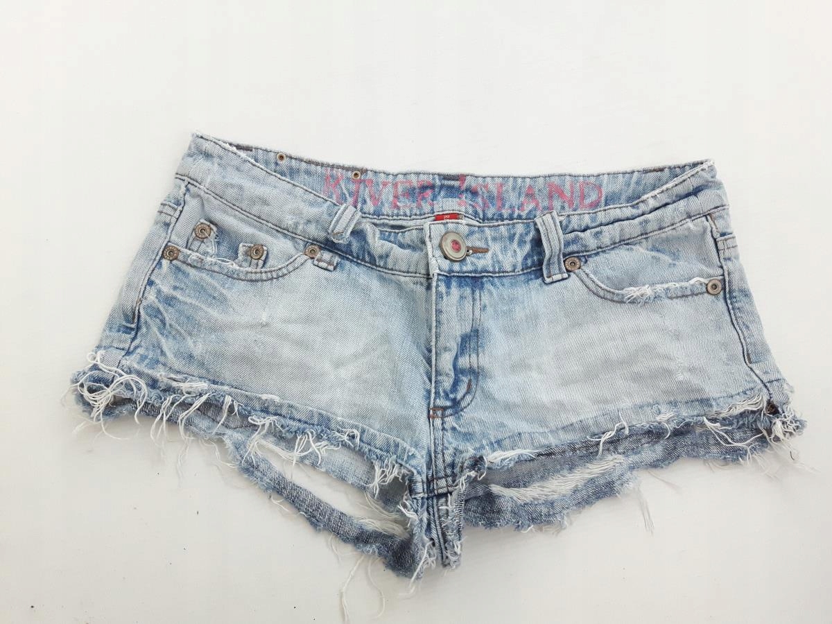 RIVER ISLAND jeansowe KRÓTKIE SPODENKI postarzane BIODRÓWKI _ 38 • Cena ...