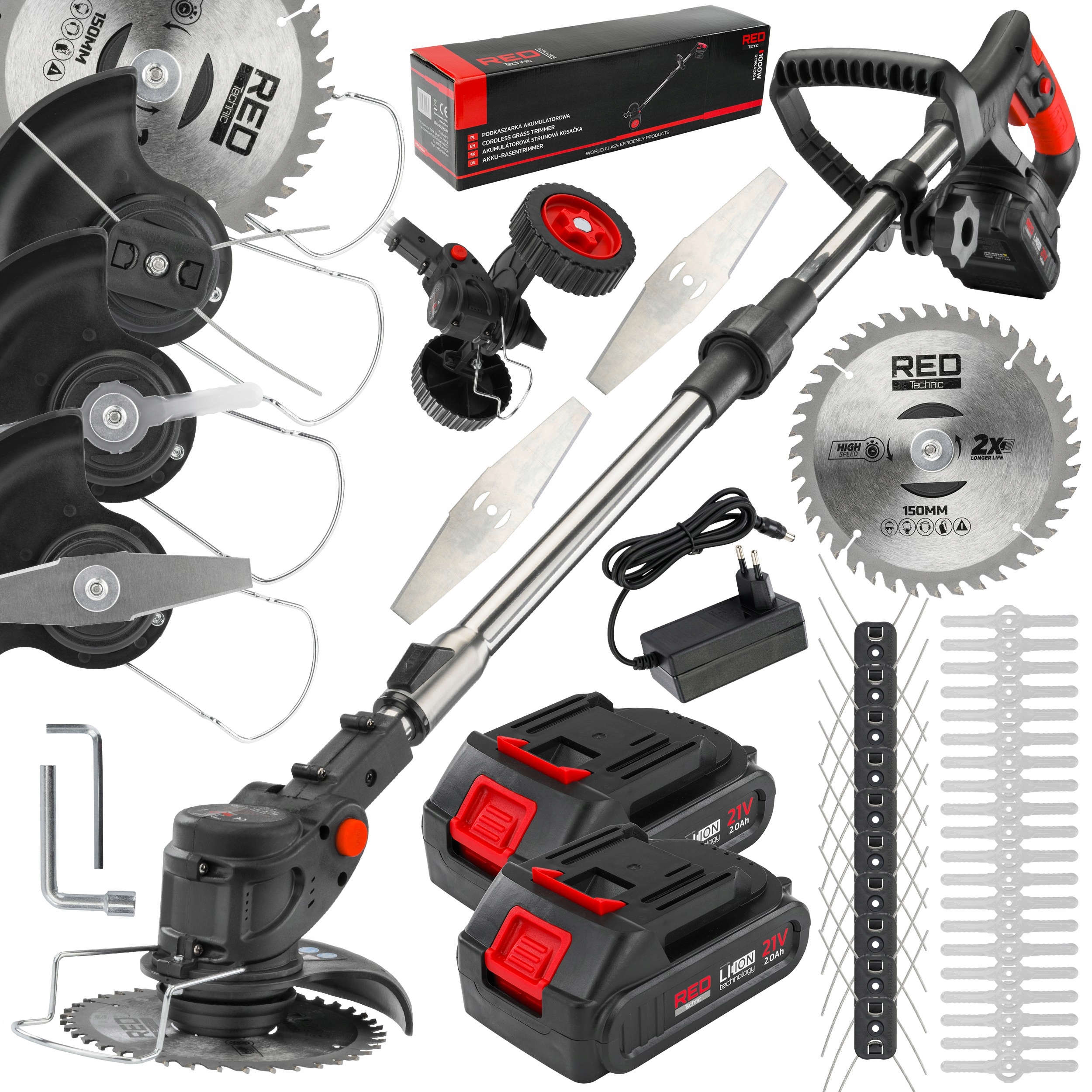 PODKASZARKA AKUMULATOROWA KOSA WYKASZARKA NA KOŁACH RED TECHNIC ZESTAW E072 (5904067444034 ...