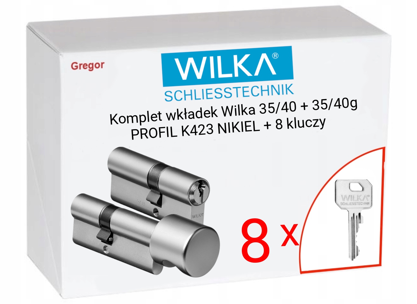 .10 KLUCZY. Komplet wkładek Wilka 35/40 + 35/40g K423 atest C +10 ...