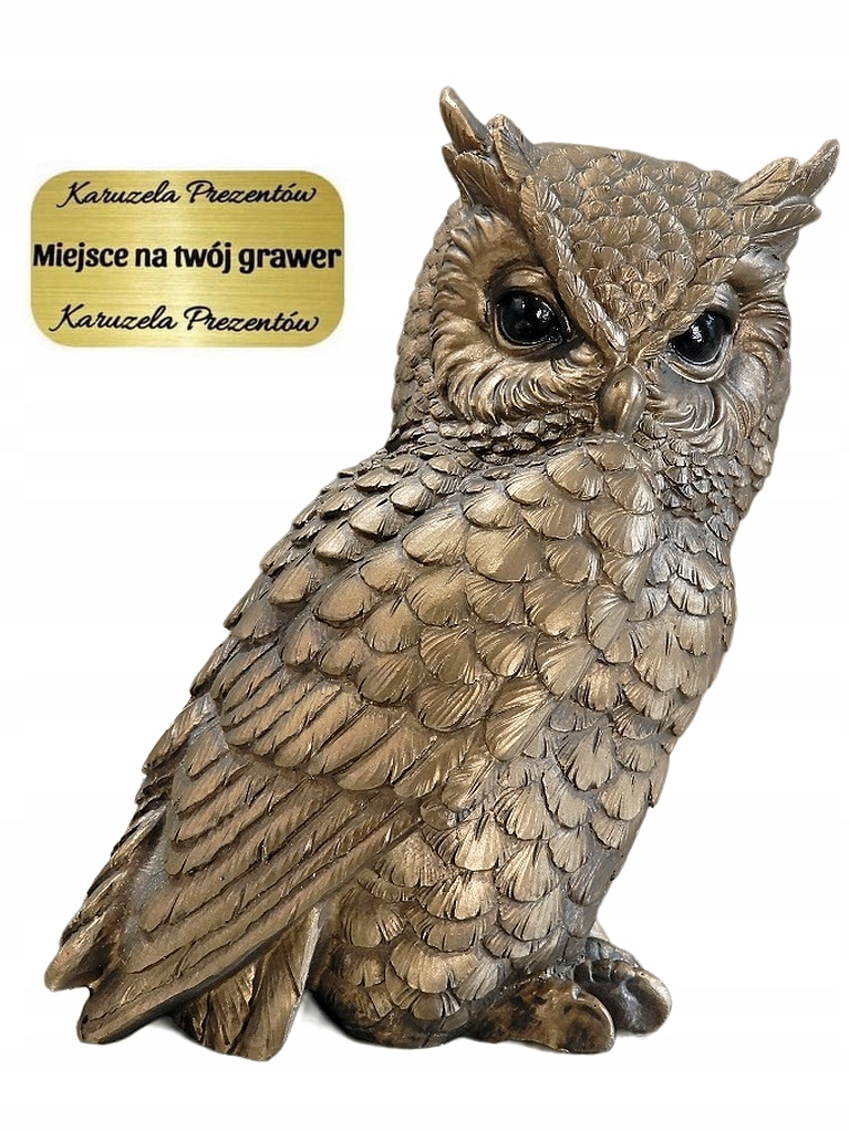 SOWA ZŁOTA NA PREZENT DLA NAUCZYCIELKI REALISTYCZNA FIGURKA SYMBOL ...