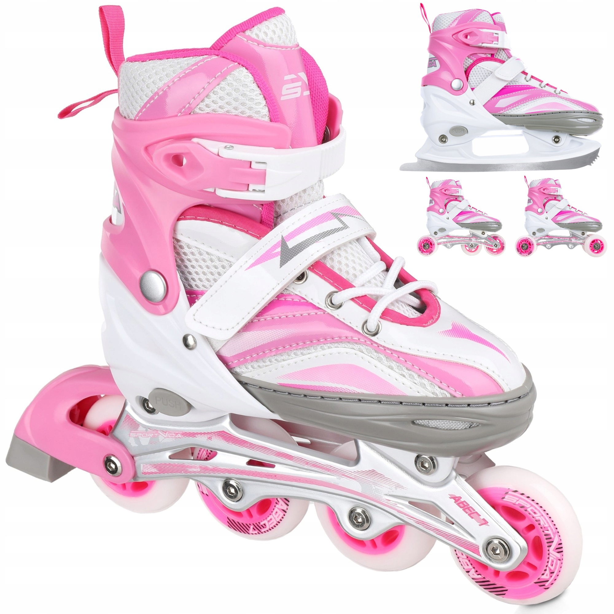 BRUSLE 2V1 4v1 BRUSLE 2V1 KOLEČKOVÉ BRUSLE NASTAVITELNÉ ABEC-7 vel. 31 ...