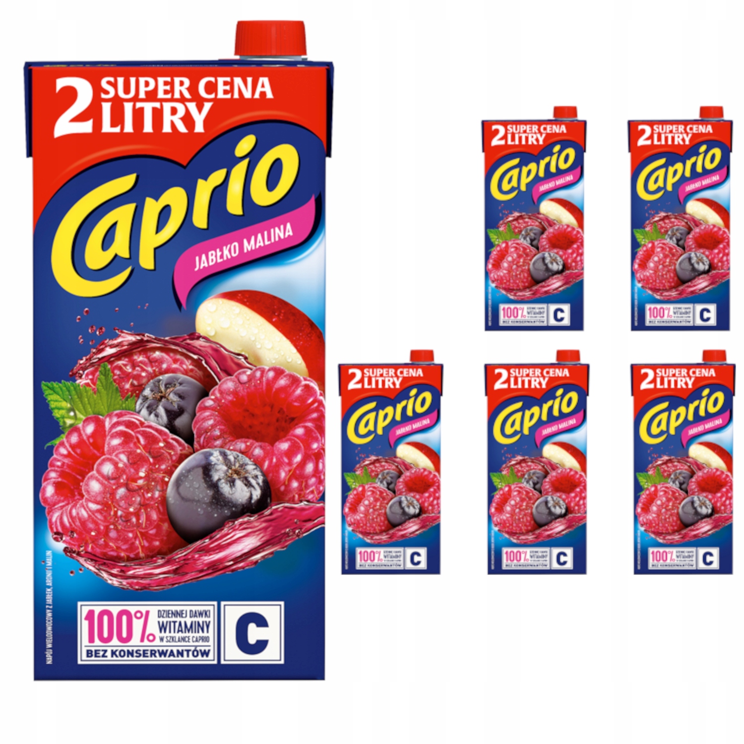 CAPRIO PLUS Karton Napój Sok Jabłko Malina 6 x 2l 12638654063 - Allegro.pl