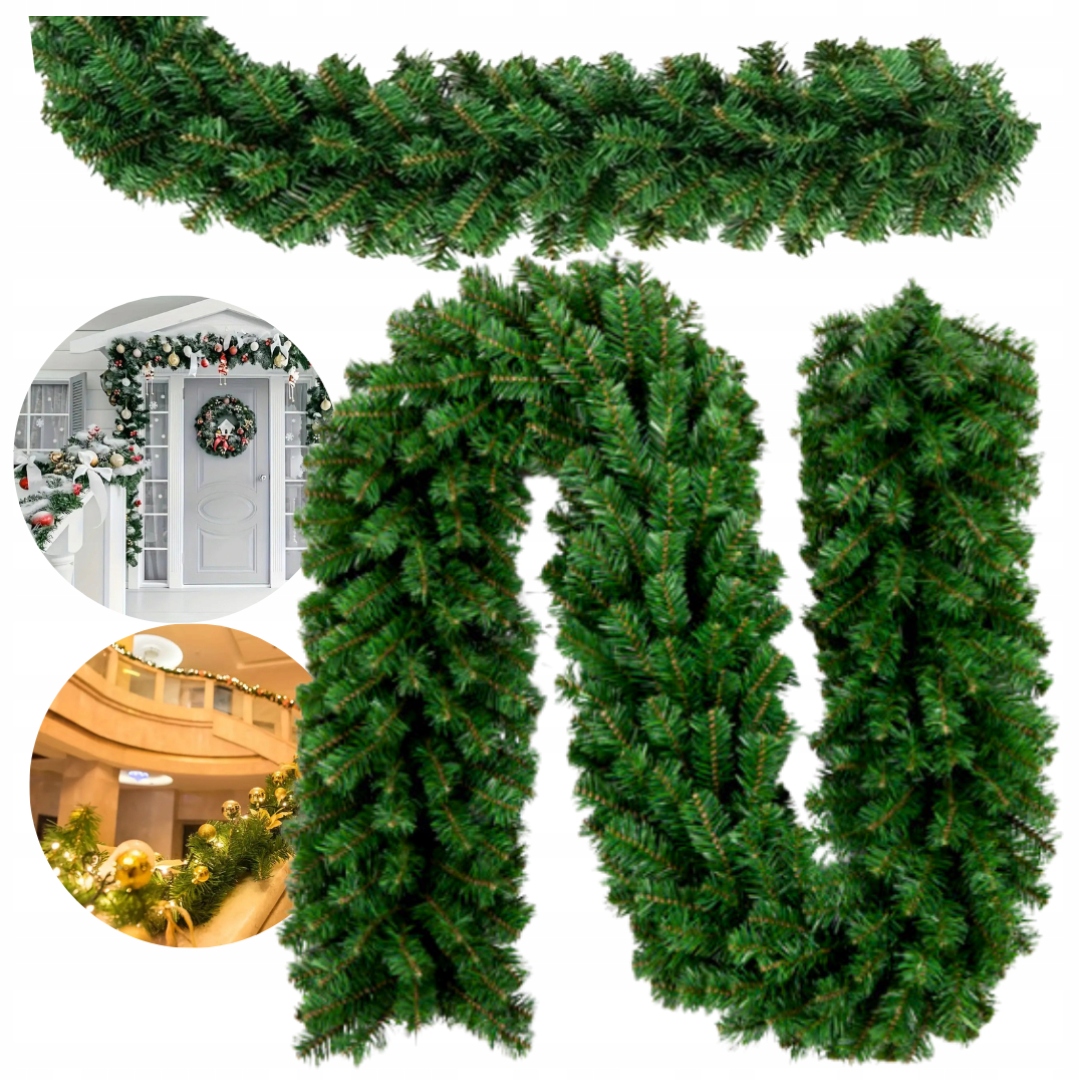GIRLANDA ŚWIĄTECZNA SZTUCZNA DŁUGA ZIELONA CHOINKOWA GĘSTA ŁAŃCUCH 2,7M (5907182208727) • Cena ...