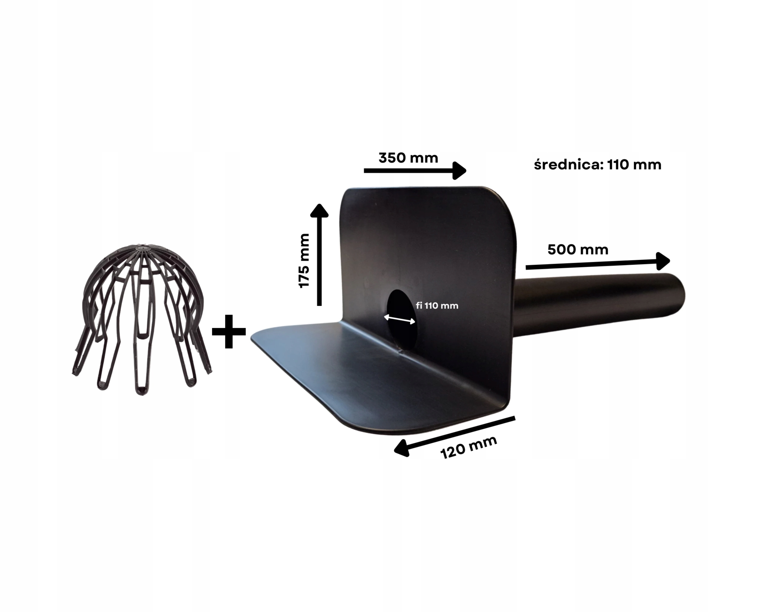 Wpust dachowy attykowy fi 110 mm do papy rzygacz przyścienny + KOSZYK ...