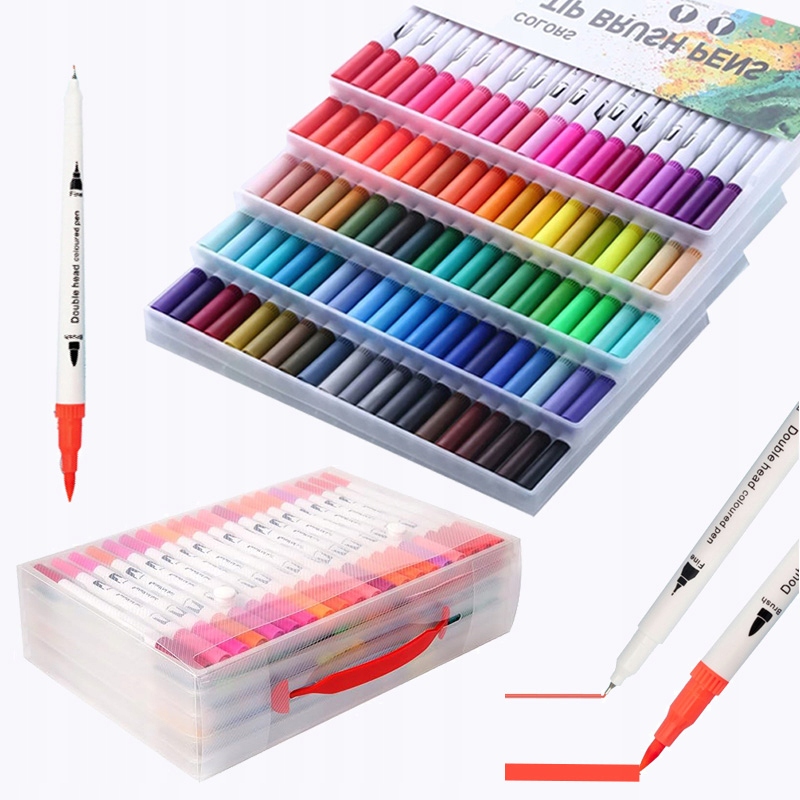 100 BAREV VELKÁ SADA FIXY OBOUSTRANNÉ FIXY PROPISOVAČE FIXY dárek za ...