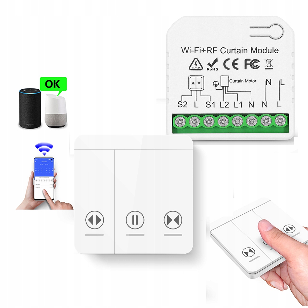 STEROWNIK ROLET WIFI ZASŁONY TUYA + PILOT (6901992423423) • Cena ...