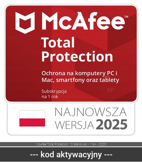 McAfee Antywirus McAfee Total Protection 2024 10 st. / 12 miesięcy ESD - porównaj ceny - Allegro.pl