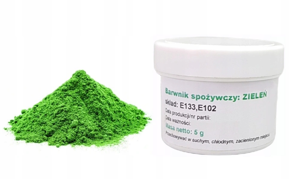 BARWNIK SPOŻYWCZY W PROSZKU ZIELONY JADALNY 5g 12492645802 - Allegro.pl