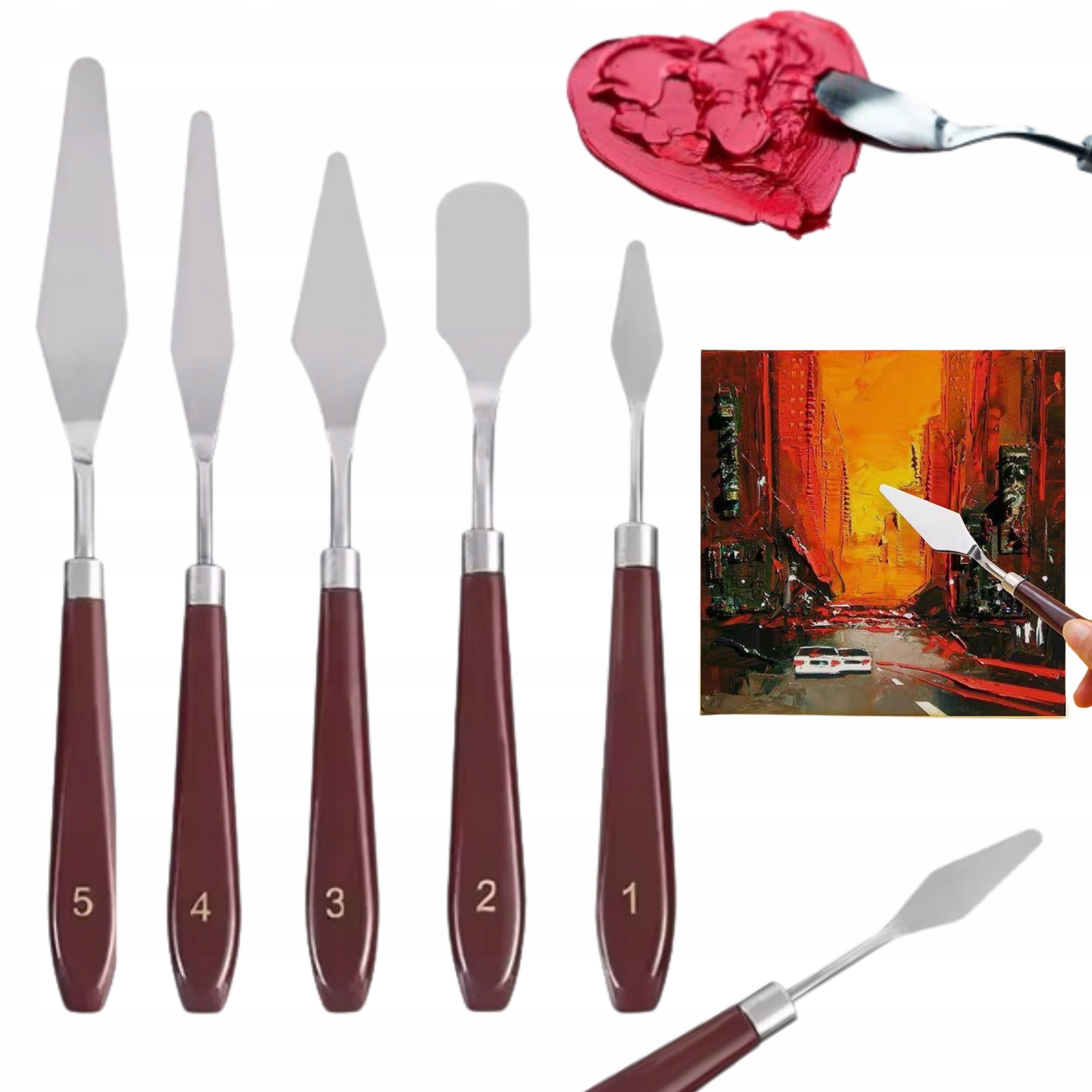 SZPACHELKI MALARSKIE ZESTAW SZPACHELEK MALARSKICH Do Malowania 5 sztuk ...