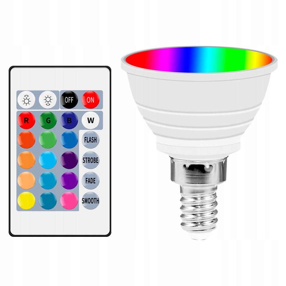 Żarówki LED RGB 16 kolorów zmieniające 85-265V E14 z pilotem all1026 ...