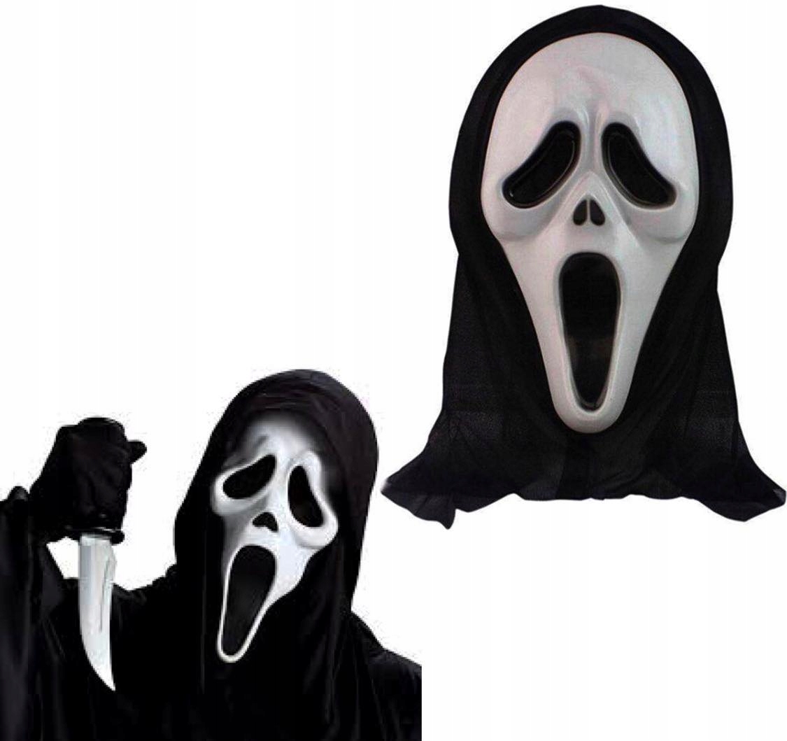 MASKA DUCH STRASZNA Z HORRORU BIAŁA Z KAPTUREM 12691255464 - Allegro.pl