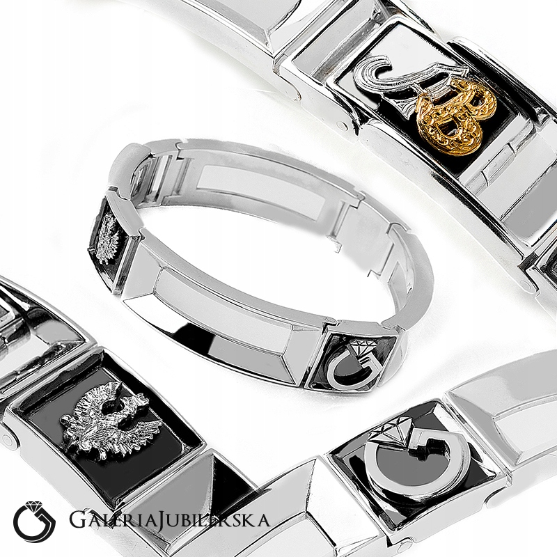 BRANSOLETKA SREBRNA MęSKA LOGO INICJAłY MONOGRAM (5904640098463) • Cena ...