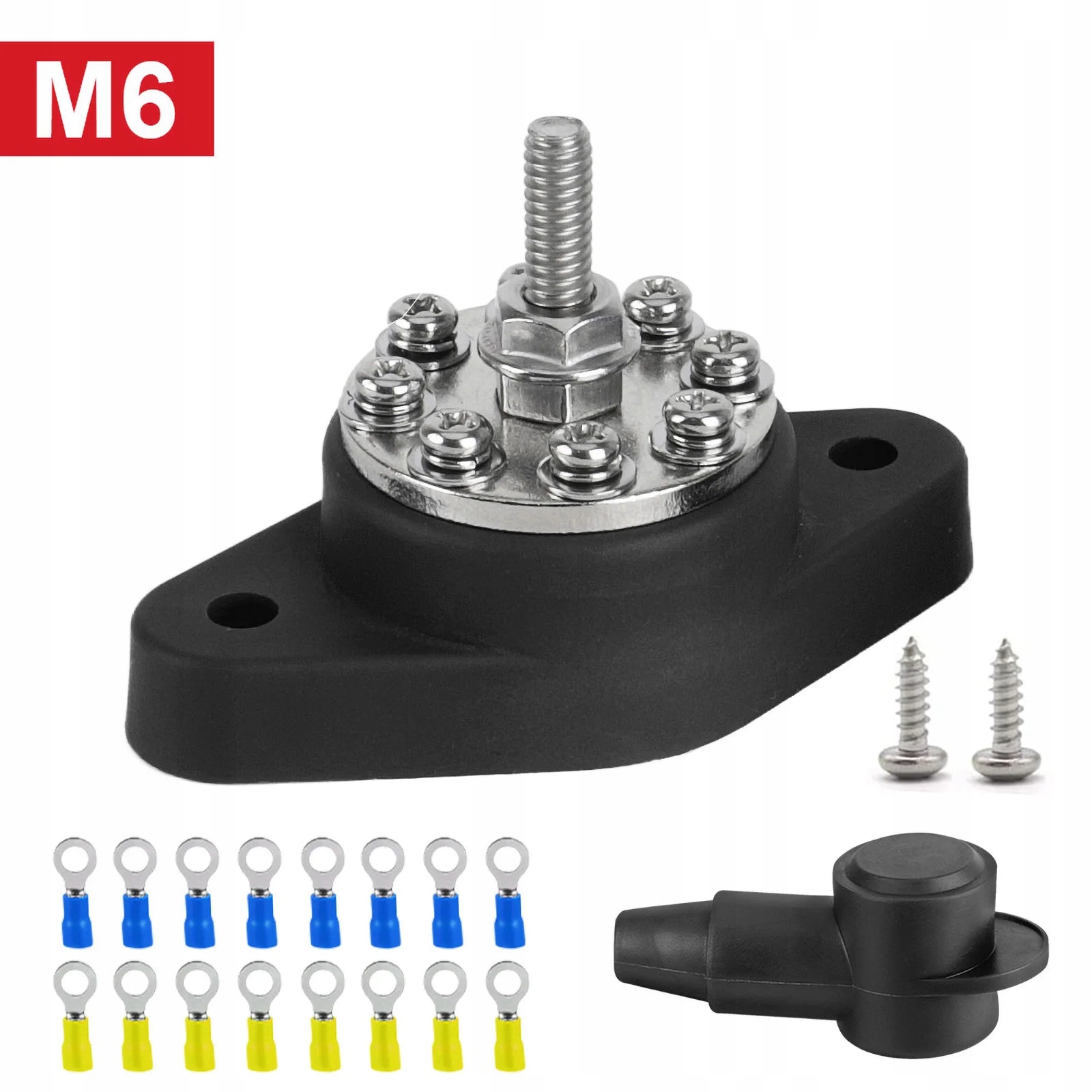 Y15779 12V Battery Terminal Block Stud with Protector M10 M8 M6 Bus Bar ... Y15779 12V Battery Terminal Block Stud with Protector M10 M8 M6 Bus Bar ...
