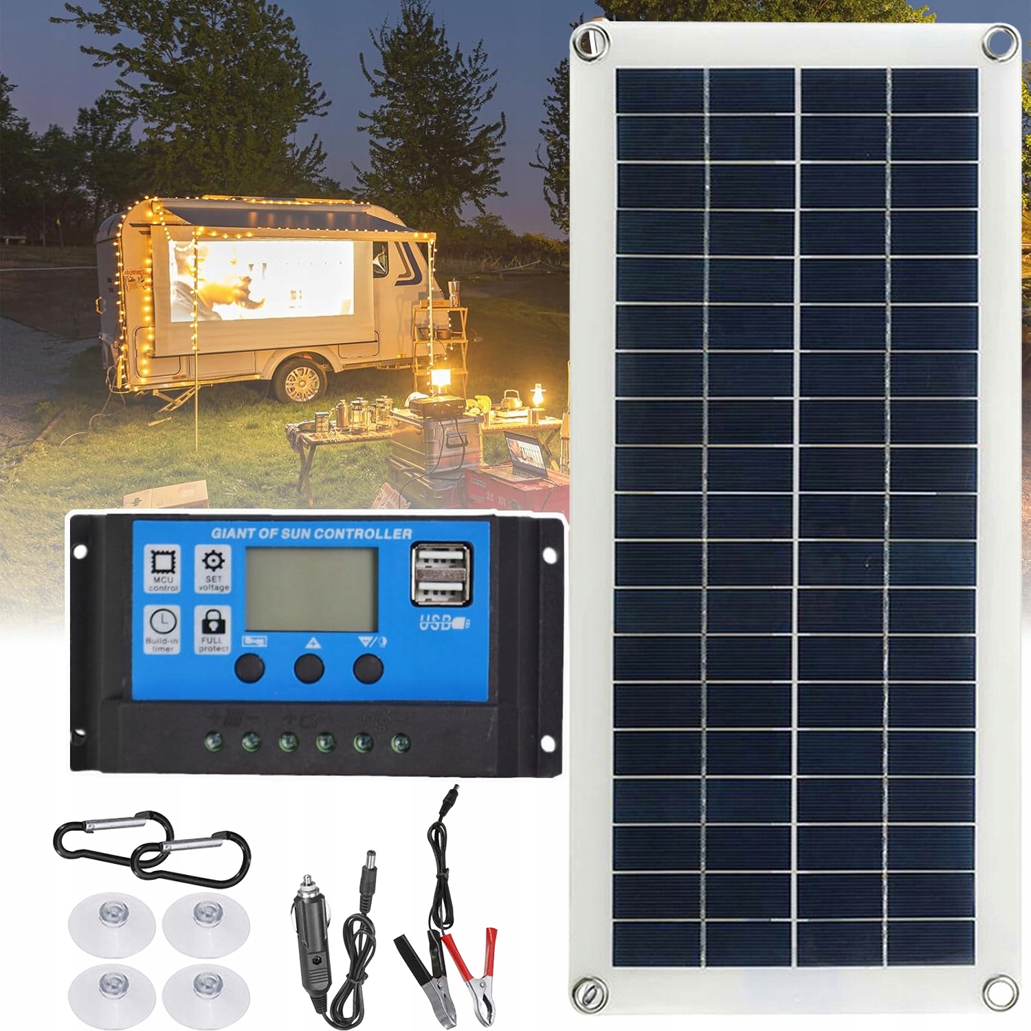 Panel Solarny 300W Regulator 12V 30A Bateria Słoneczny Prostownik ...