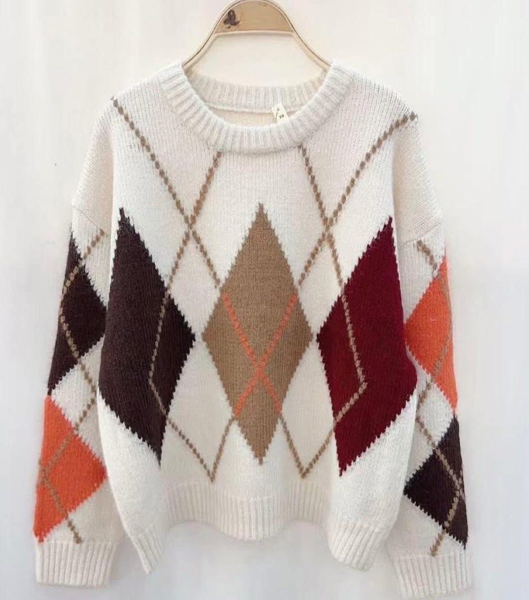 Sweter w romby / uni • Cena, Opinie - Allegro