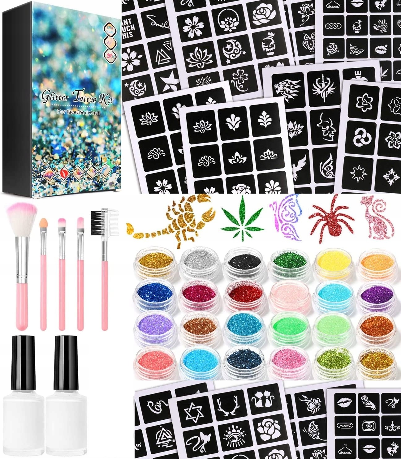 TATUAŻE DLA DZIECI BROKATOWE ZESTAW SZABLONY (5905258907444) • Cena ...