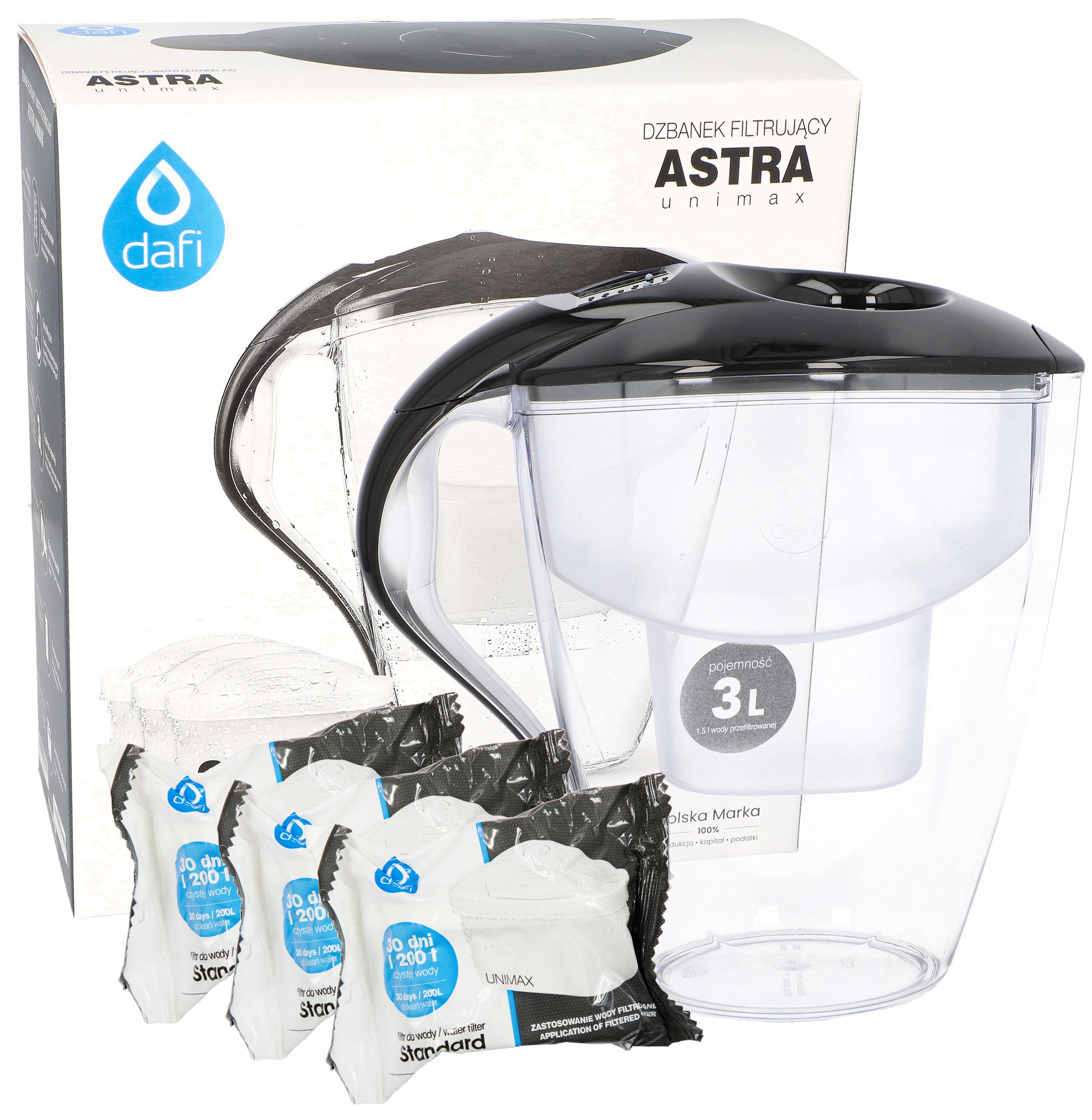 Dzbanek DAFI Astra Unimax 3l + 3 x Filtr - Sklep, Opinie, Cena w Allegro.pl