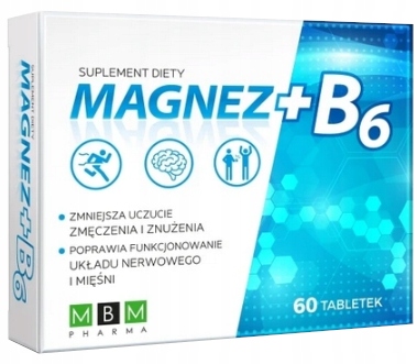 Magnez + Witamina B6 MBM PHARMA 60 tabletek (5907694910705) • Cena, Opinie • Preparaty ...