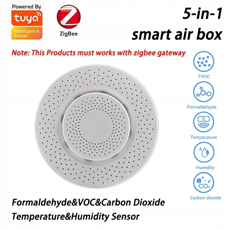 Tuya Zigbee/WiFi Air Quality Sensor Monitor Smart Air Box PM2.5 CO2 ...