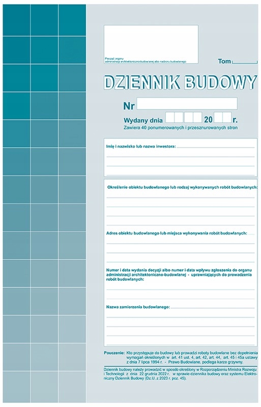 Druk Dziennik budowy A4, 603-1Z, MiP DRUCZKI Firmowe DRUKI Dla FIRM Extra (5906364703685) • Cena ...