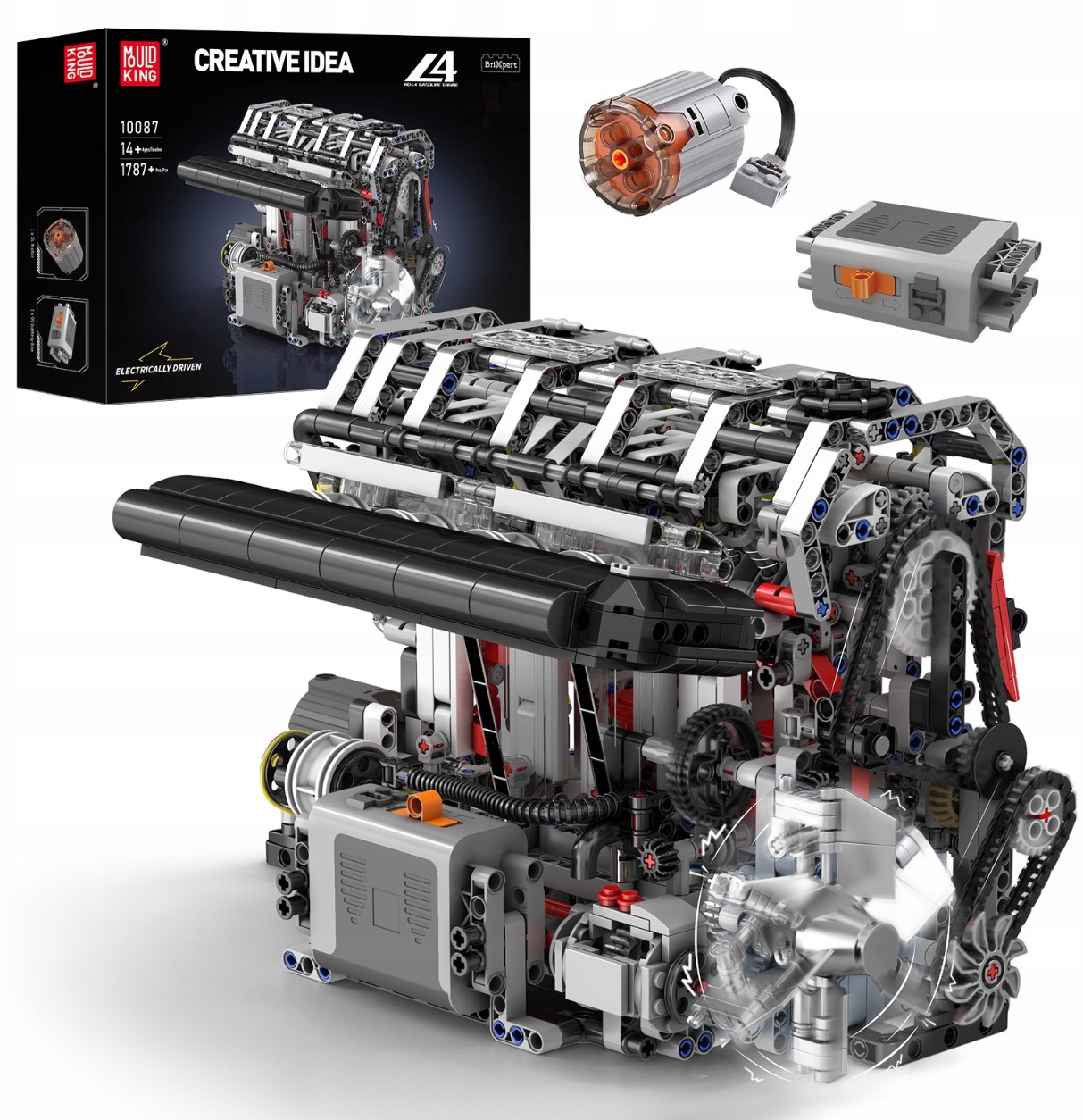 Klocki Mould King 10087 Technic silnik rzędowy 4-cylindrowy L4, na ...