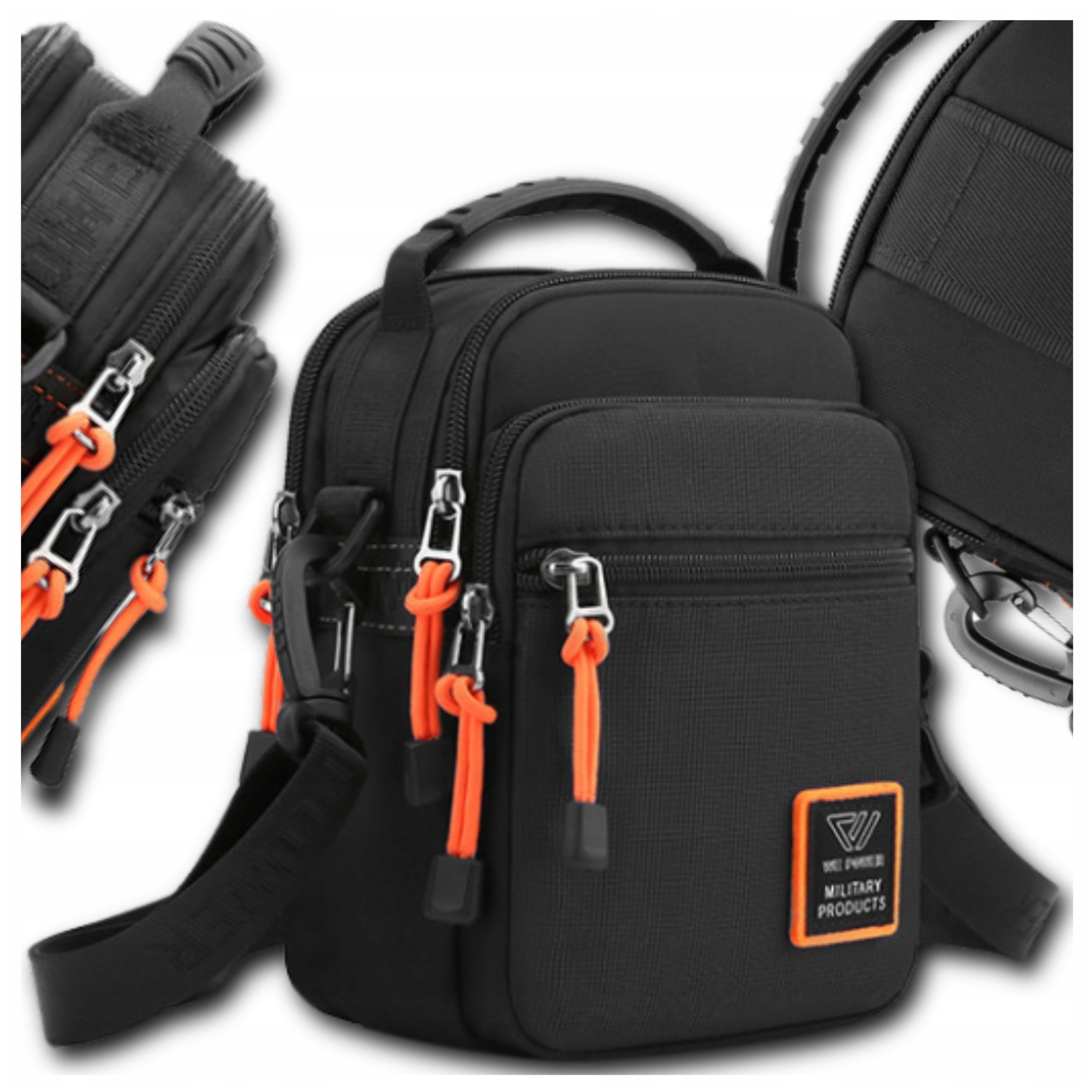 Torba Męska Sportowa Saszetka Torebka Damska na ramię Uchwyt Czarna ...