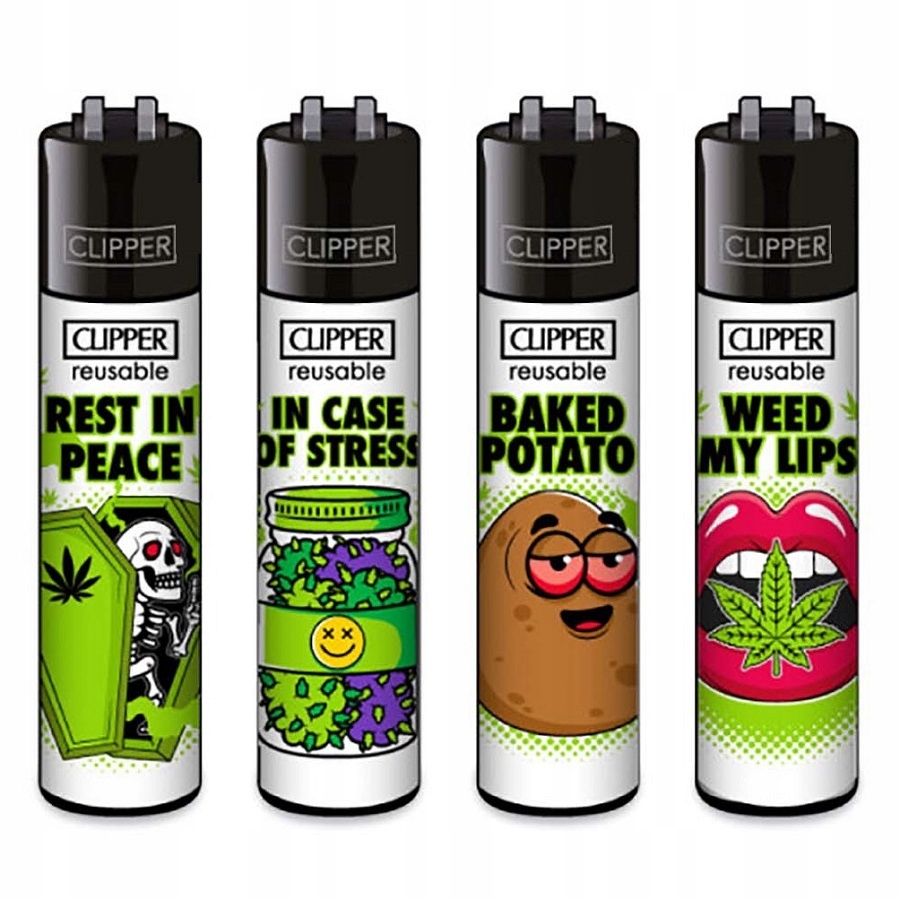 4 x Clipper Weed Slogan plynový Zapalovač Celá kolekce za 149.00CZK ...