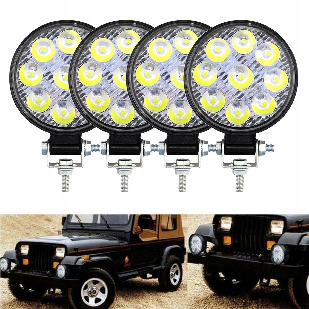 4 sztuki 27W Led Work Light Bar Flood Reverse Fog Lights 4WD Off Road ...