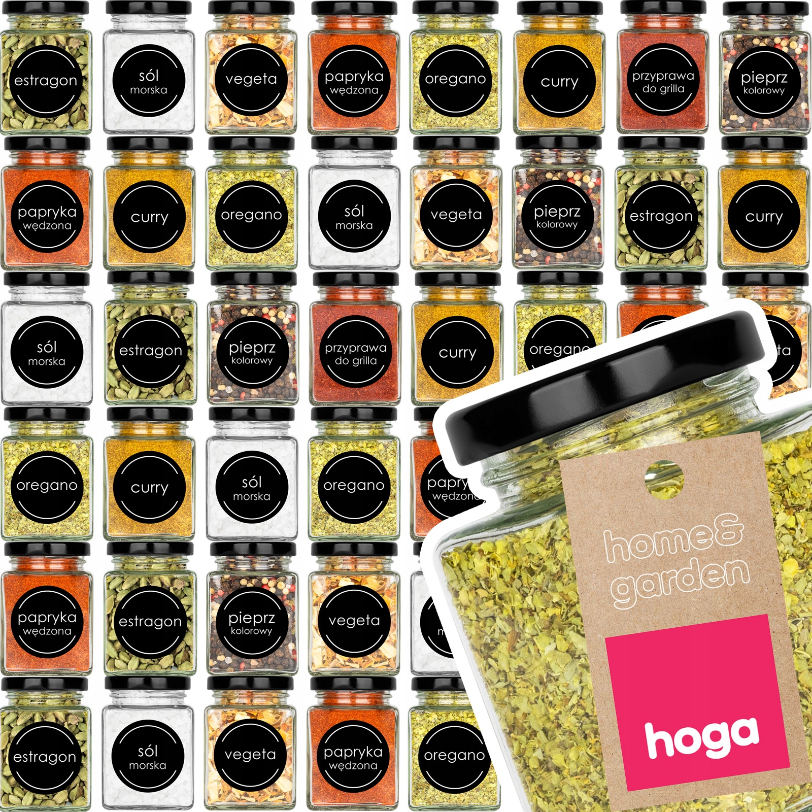 48x SŁOIK SZKLANY KWADRATOWY SZCZELNY POJEMNIK NA SPOŻYWCZE 140ml +ETYKIETY (5905601509714 ...