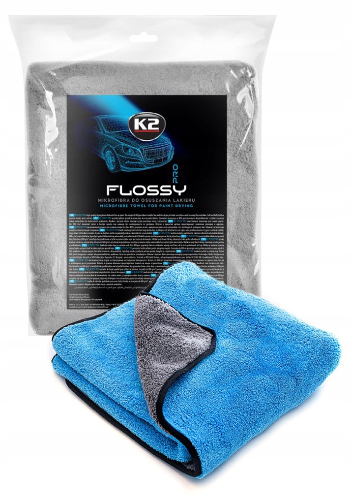 K2 FLOSSY 60x90 RĘCZNIK Z MIKROFIBRY 800g/m DO OSUSZANIA LAKIERU D0220 ...