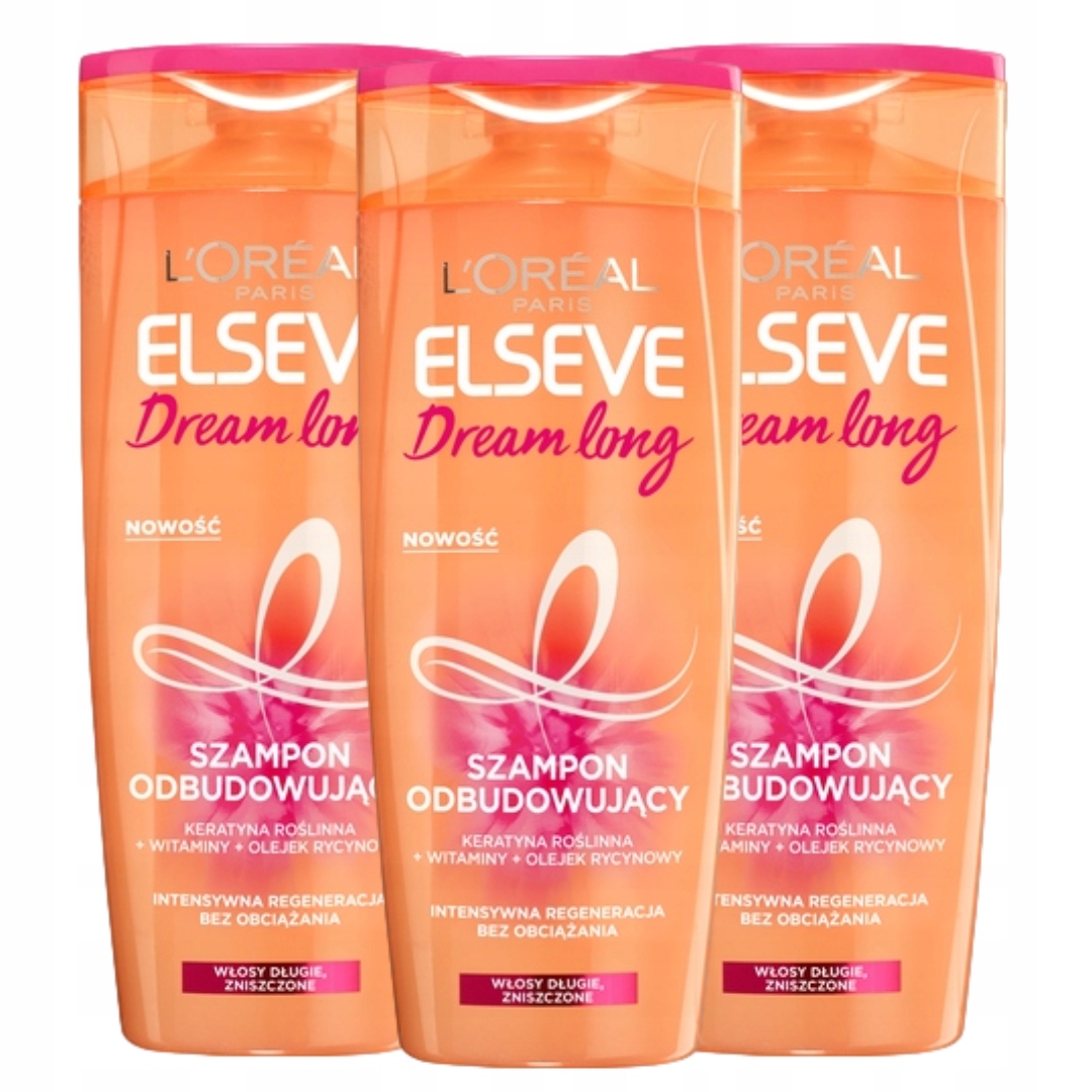 3x Loreal Elseve Dream Long szampon odbudowujący do włosów długich 400 ...