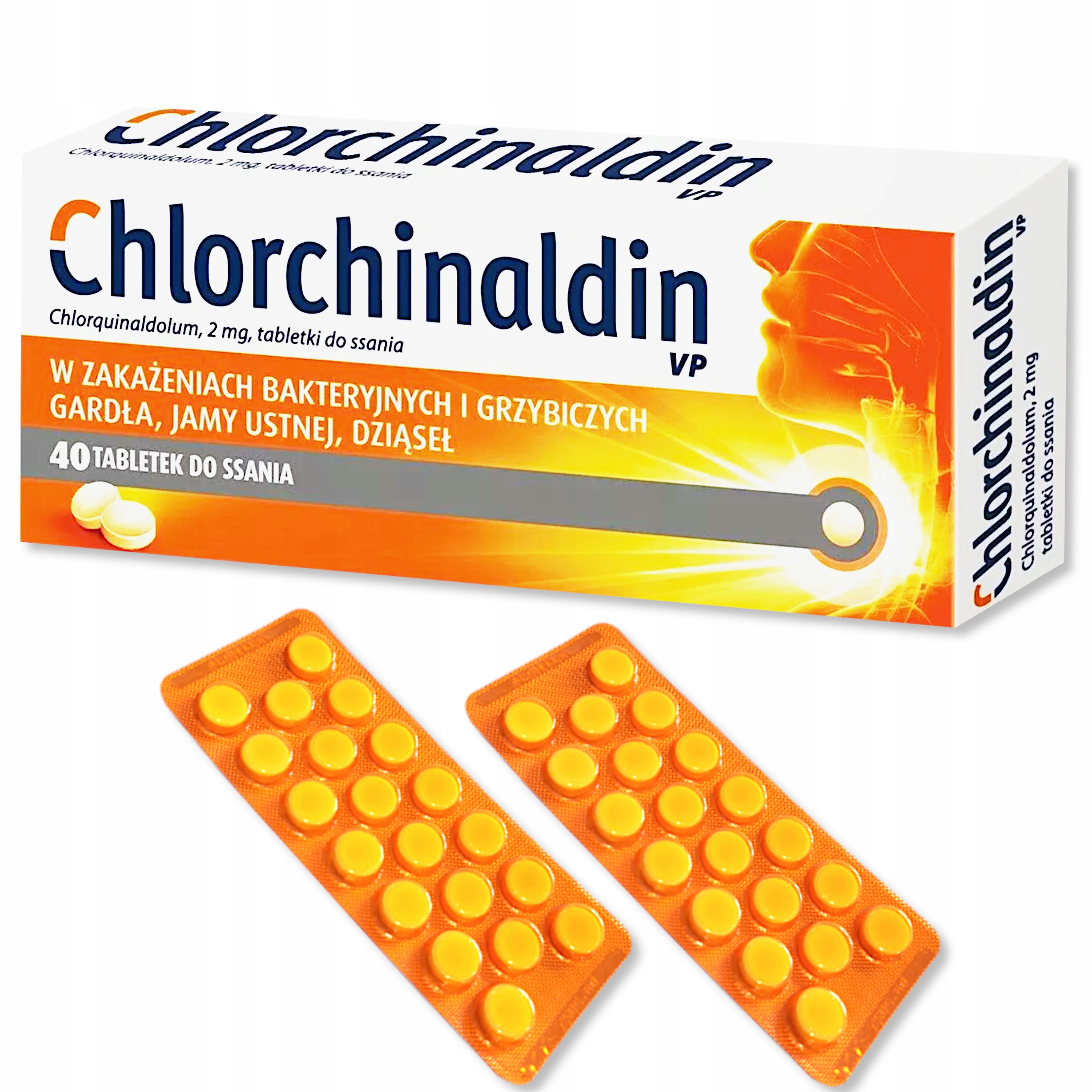 Tabletki do ssania Valeant Chlorchinaldin VP 2mg 40 sztuk ...