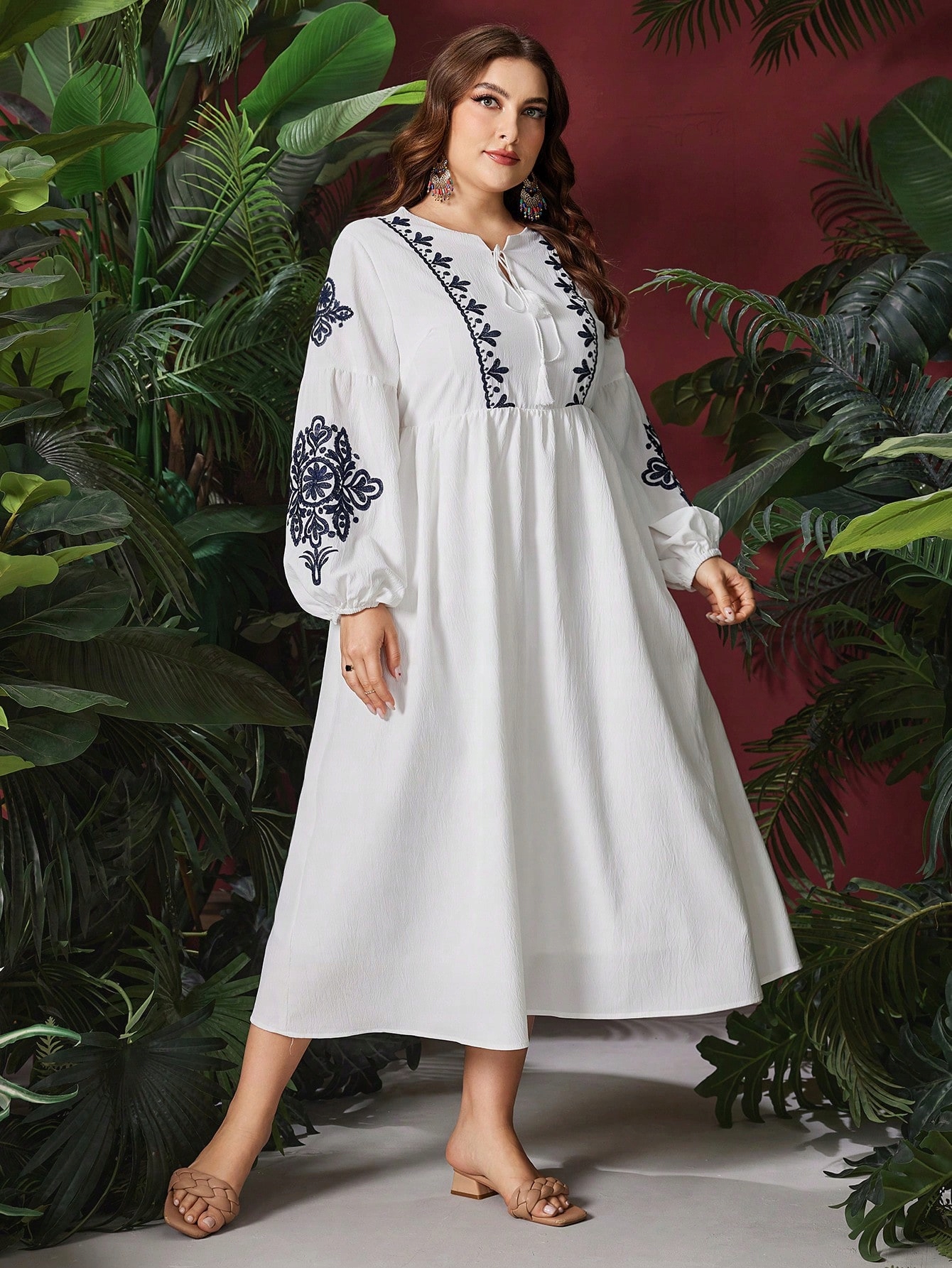 SUKIENKA MAXI BOHO W STYLU ARABSKIM Z BUFIASTYMI RĘKAWAMI SHEIN 3XL 46 • Cena, Opinie • Sukienki ...