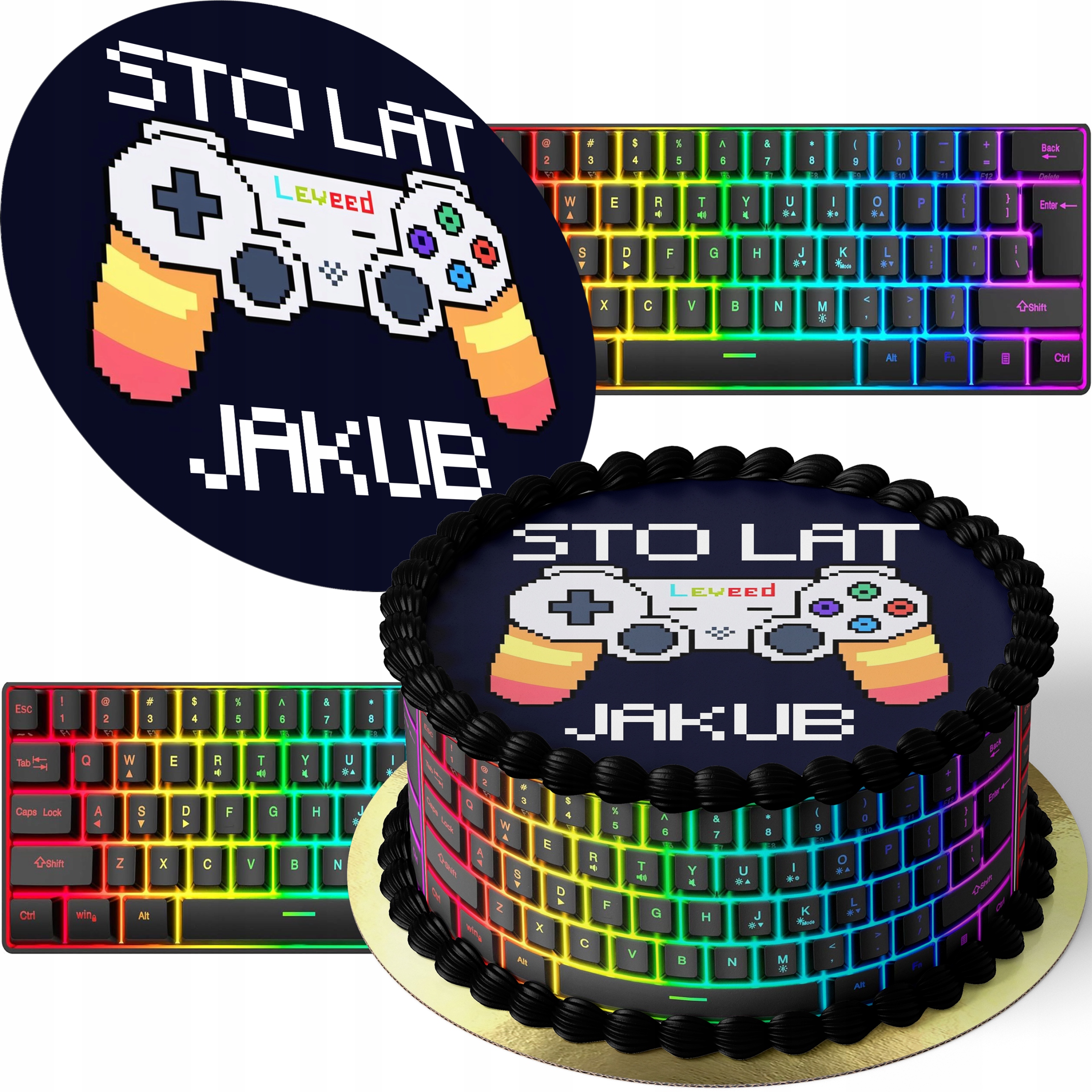 MEGA ZESTAW XXL OPŁATEK NA TORT GAMER GRACZ KONSOLA GAMING + GRATIS ...