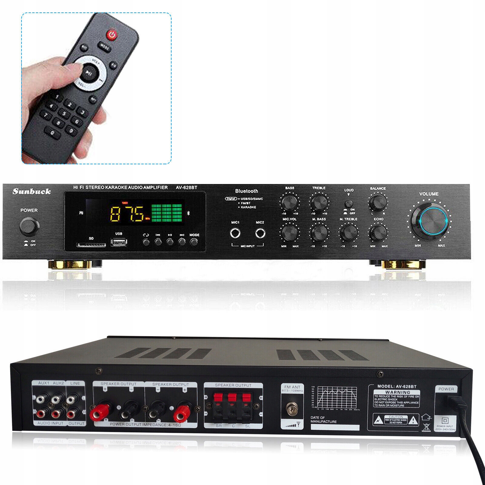 WZMACNIACZ AUDIO BLUETOOTH RADIO FM ODTWARZACZ MP3 AMPLITUNER STEREO MOCNY - Sklep, Opinie, Cena ...