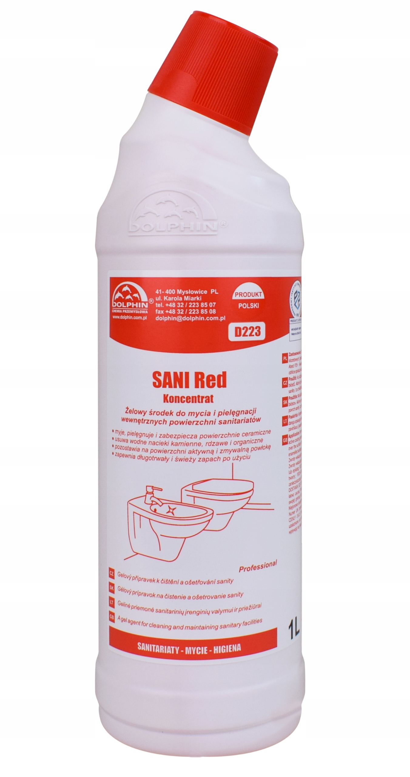 Dolphin D223 Sani Acid Aroma Żel do WC mycie sanitariatów kamień i rdza ...