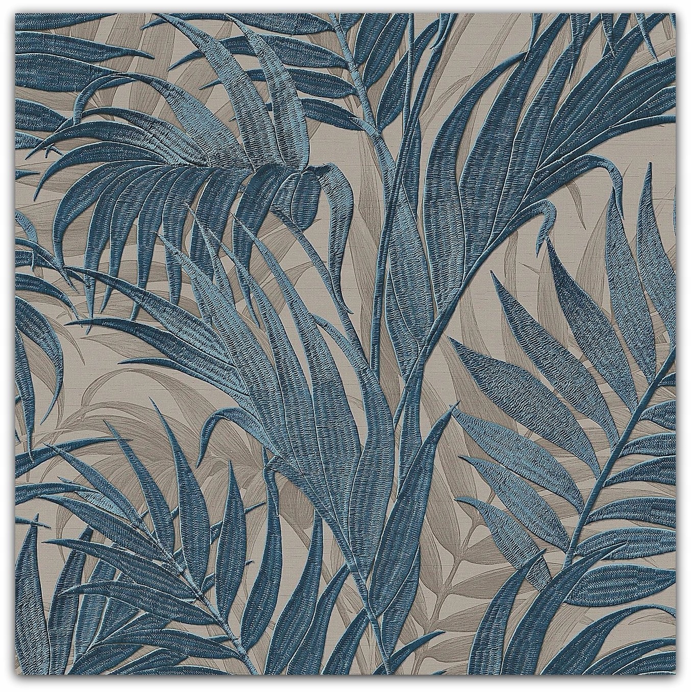 TAPETY TAPETA LIŚCIE PALMY SZARA TURKUS LUKSUSOWA (8809807600947 ...