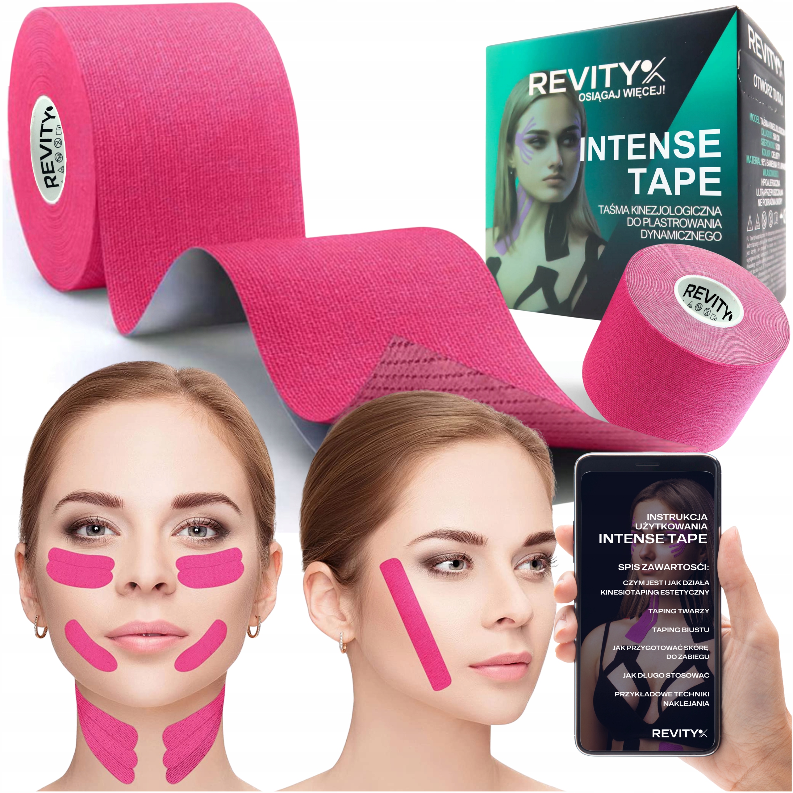 TAŚMA 5m DO STYLIZACJI BIUSTU LIFTINGU TWARZY KINEZJOLOGICZNA KINESIO TAPE 14423677161 - Allegro.pl