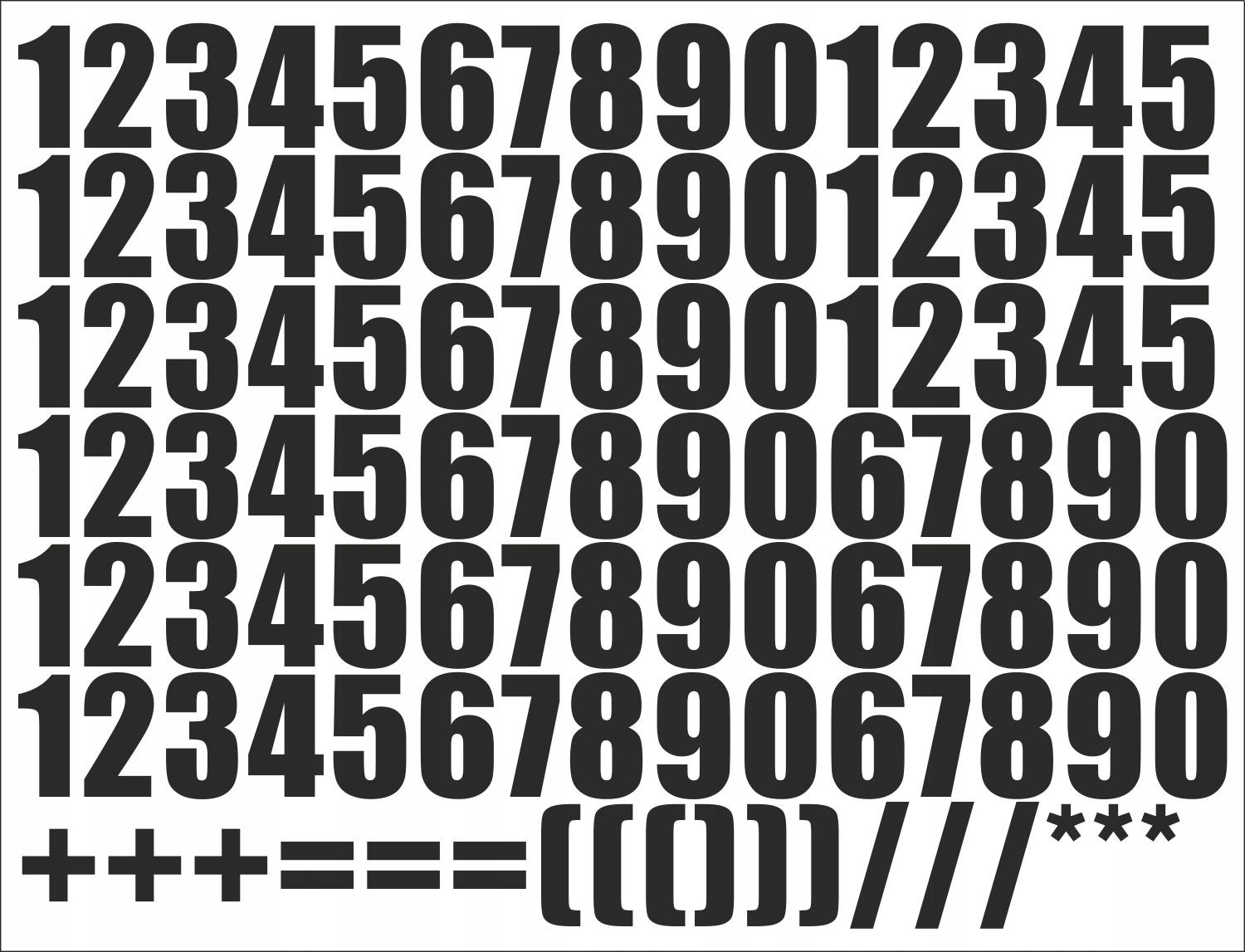 Arkusz wodoodporne naklejki nalepki CYFRY cyferki samoprzylepne 2 cm ...