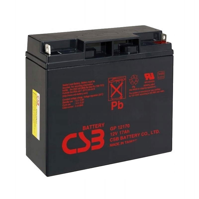 Akumulator AGM BEZOBSŁUGOWY UPS ALARM CSB GP 12170 (12V 17Ah) 17Ah ...