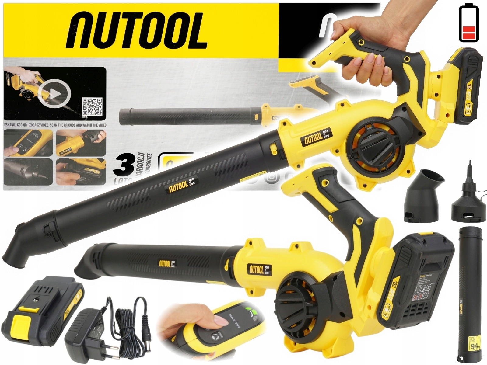 Nutool DMUCHAWA AKUMULATOROWA OGRODOWA do liści G20CB 20V 2Ah ładowarka (5900652446506) • Cena ...