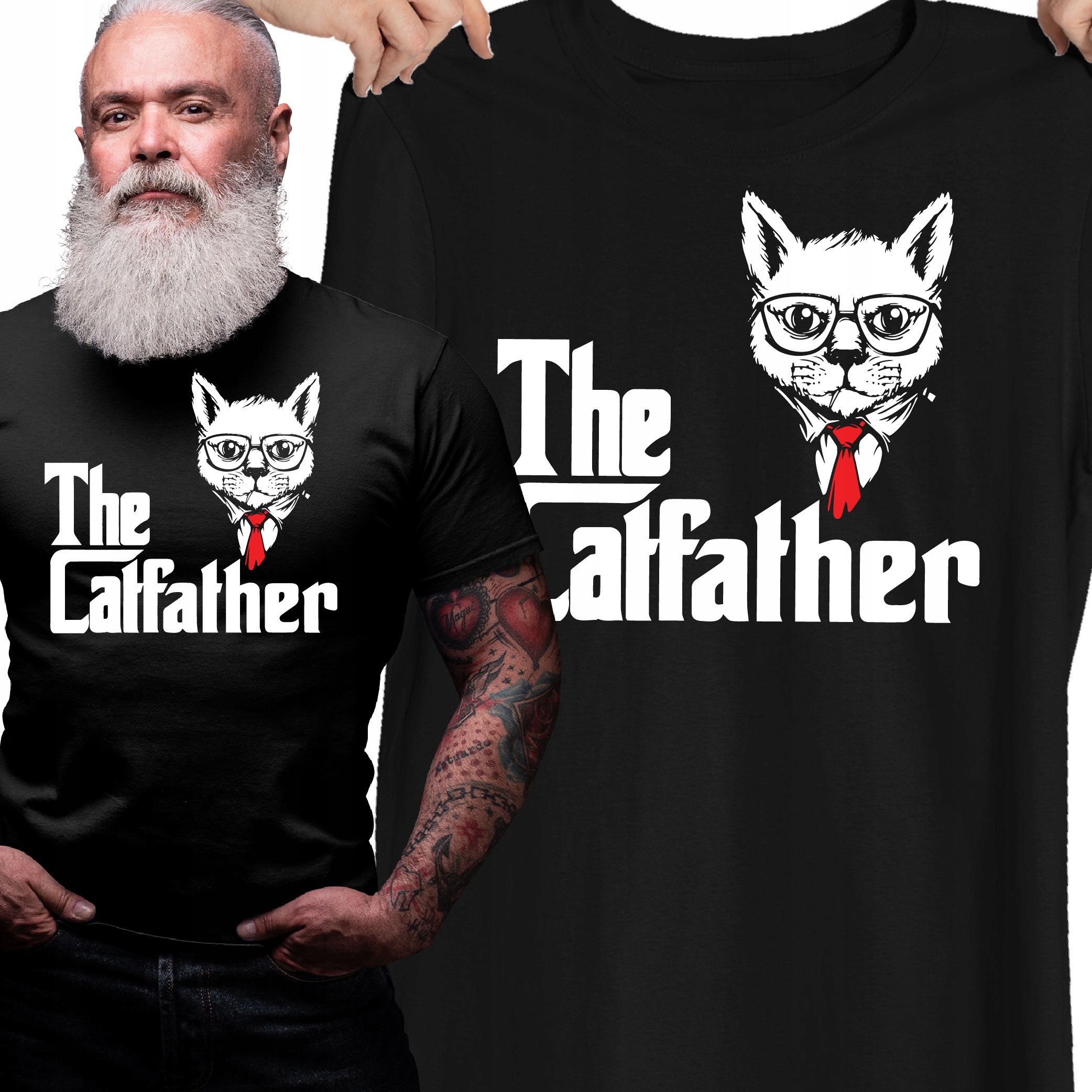 ŚMIESZNA KOSZULKA THE CATFATHER GODFATHER KOT CAT • Cena, Opinie • T-shirty 13423496139 • Allegro